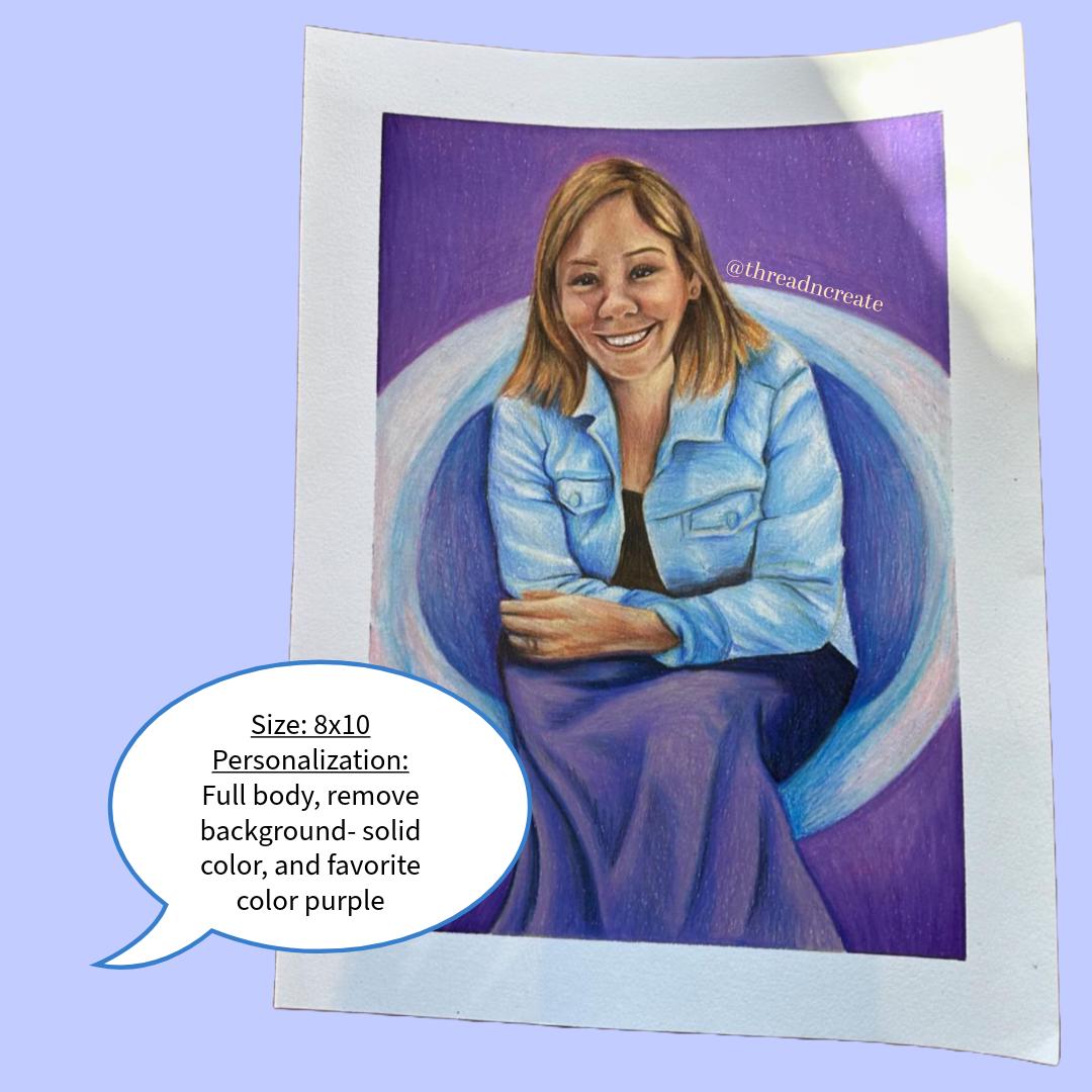 Custom Memorial Portrait | Hand-drawn Color Pencil Art | Personalized ...