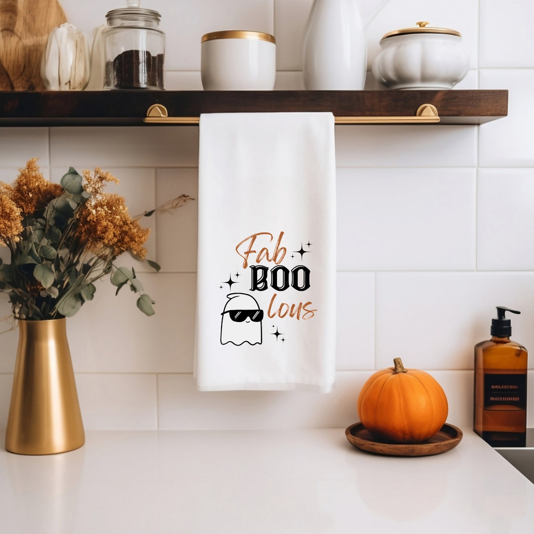 Fab-boo-lous Halloween White Kitchen Towel Tea Towel - Etsy