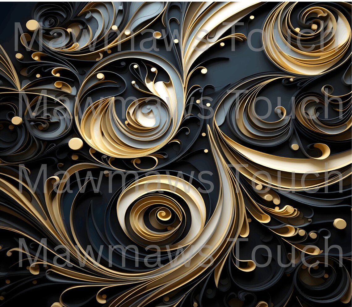 Black and Gold Beautiful Paper Art a Couple of Beautiful Fleur-de-lis ...