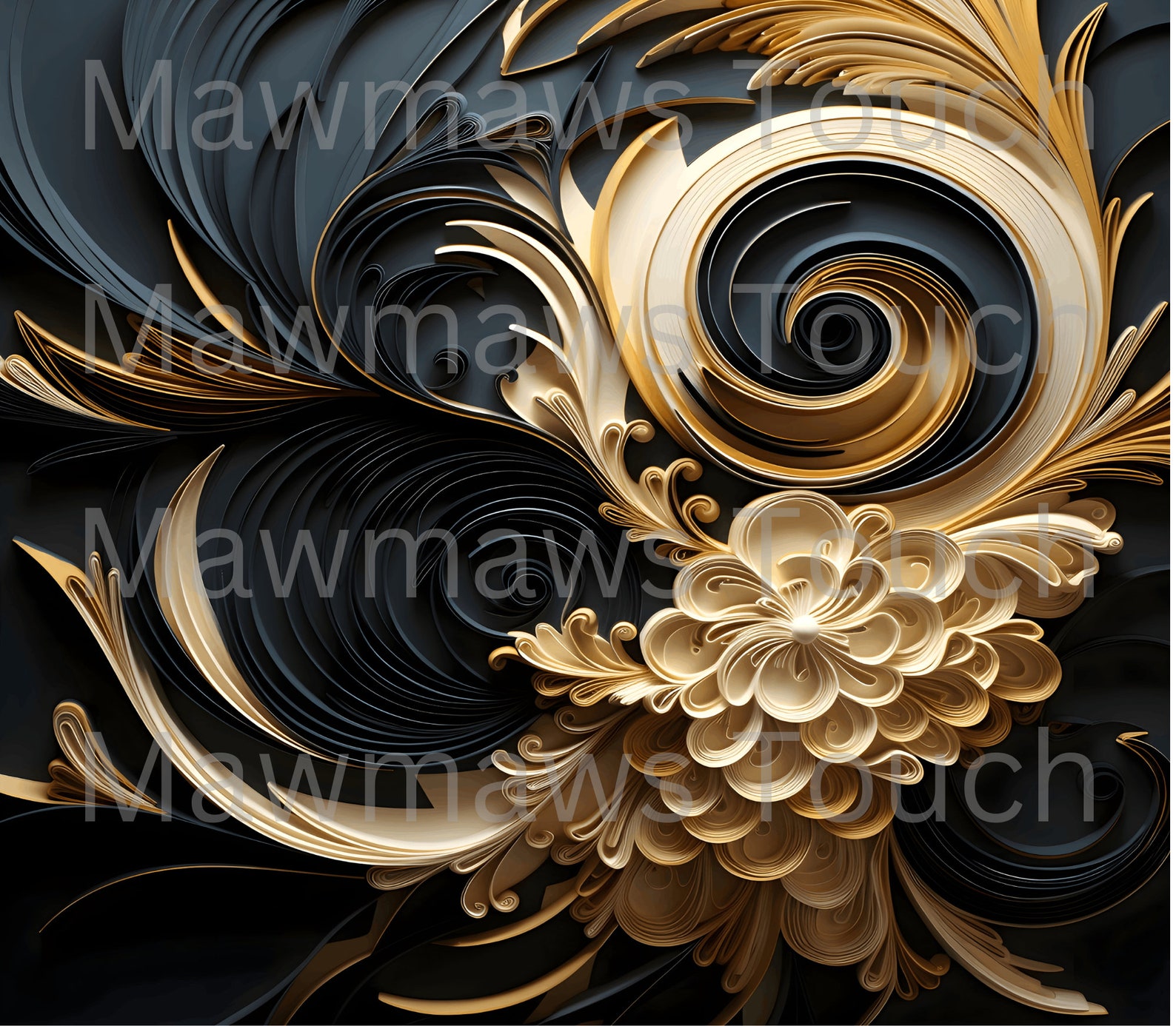Black and Gold Beautiful Paper Art a Couple of Beautiful Fleur-de-lis ...