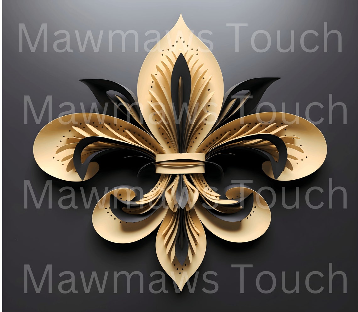 Black and Gold Beautiful Paper Art a Couple of Beautiful Fleur-de-lis ...