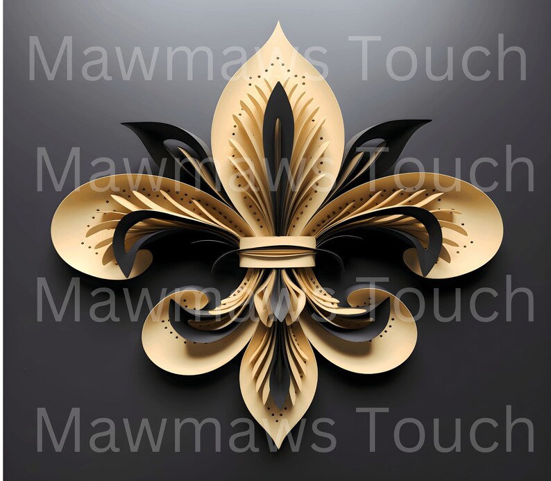 Black and Gold Beautiful Paper Art a Couple of Beautiful Fleur-de-lis ...