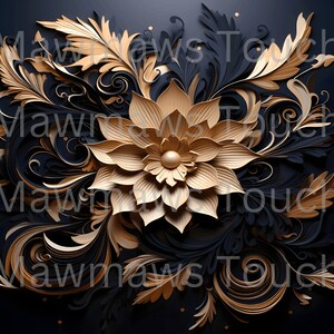 Black and Gold Beautiful Paper Art a Couple of Beautiful Fleur-de-lis ...