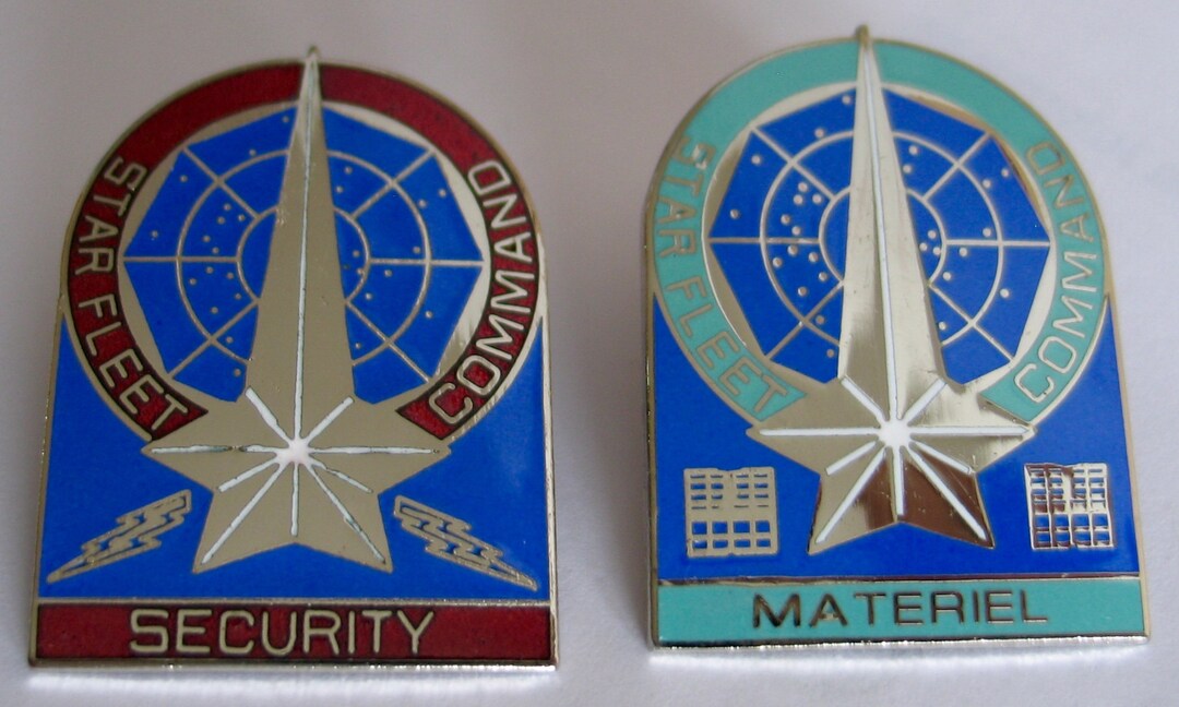 2 Star Trek Star Fleet Command Cloisonne Enamel Pins 1985 P.P.C ...