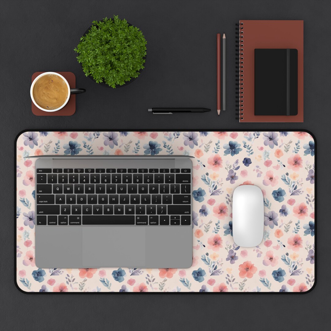 Boho Floral Cute Desk Mat Aesthetic, Deskmat XL Mousepad, Cute Mouse ...