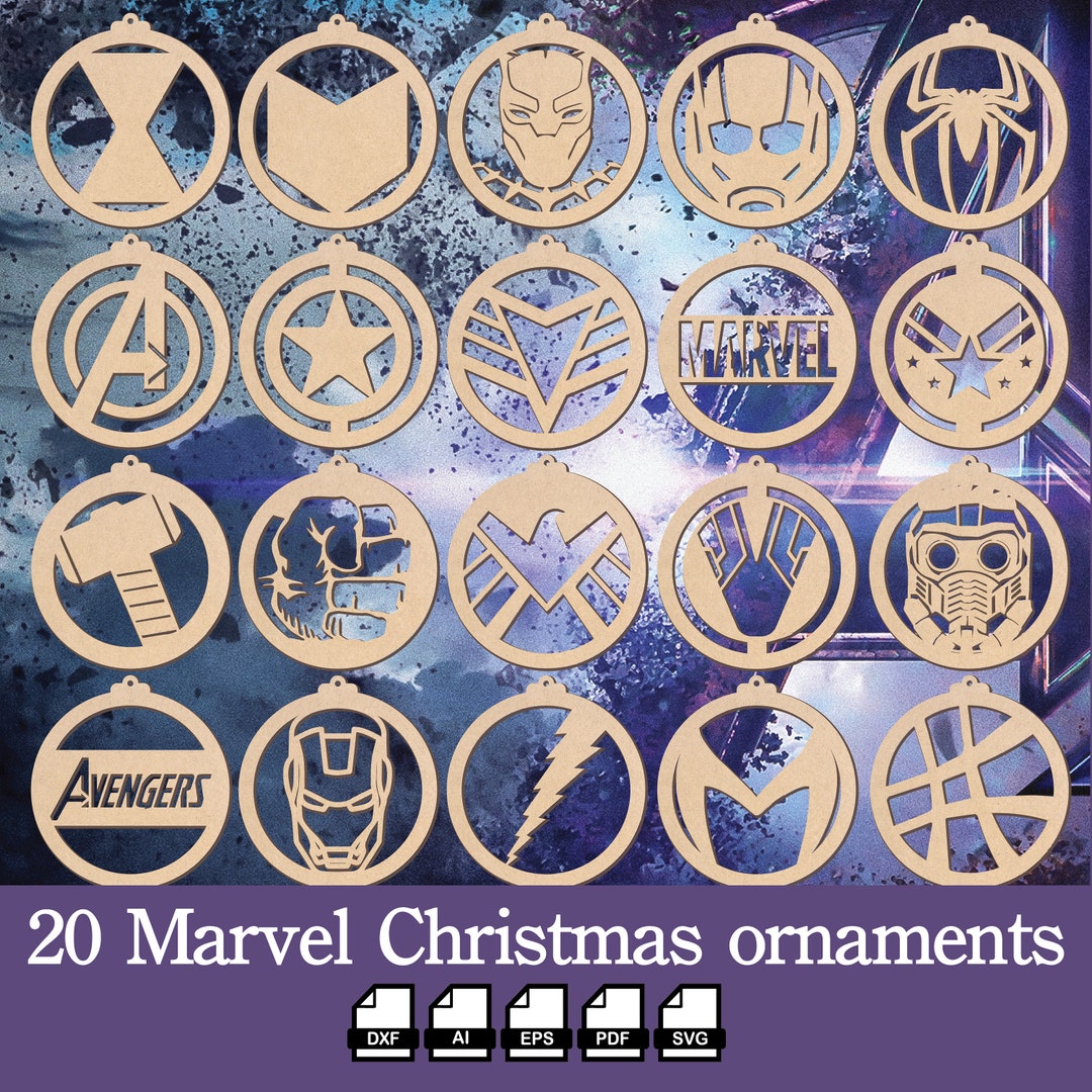 Marvel Christmas Ornaments, Laser Cut Files, 20 Marvel Related ...