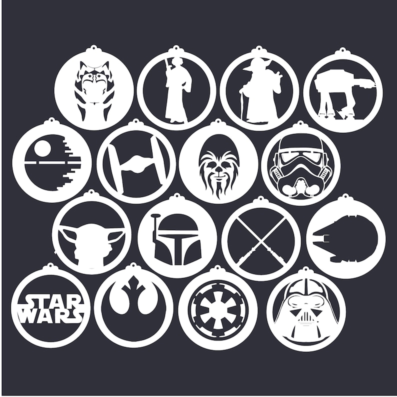 Star Wars Themed Christmas Ornaments, Laser Cut Files, 16 Star Wars ...
