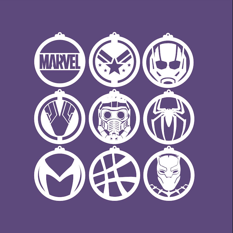 Marvel Christmas Ornaments, Laser Cut Files, 20 Marvel Related ...