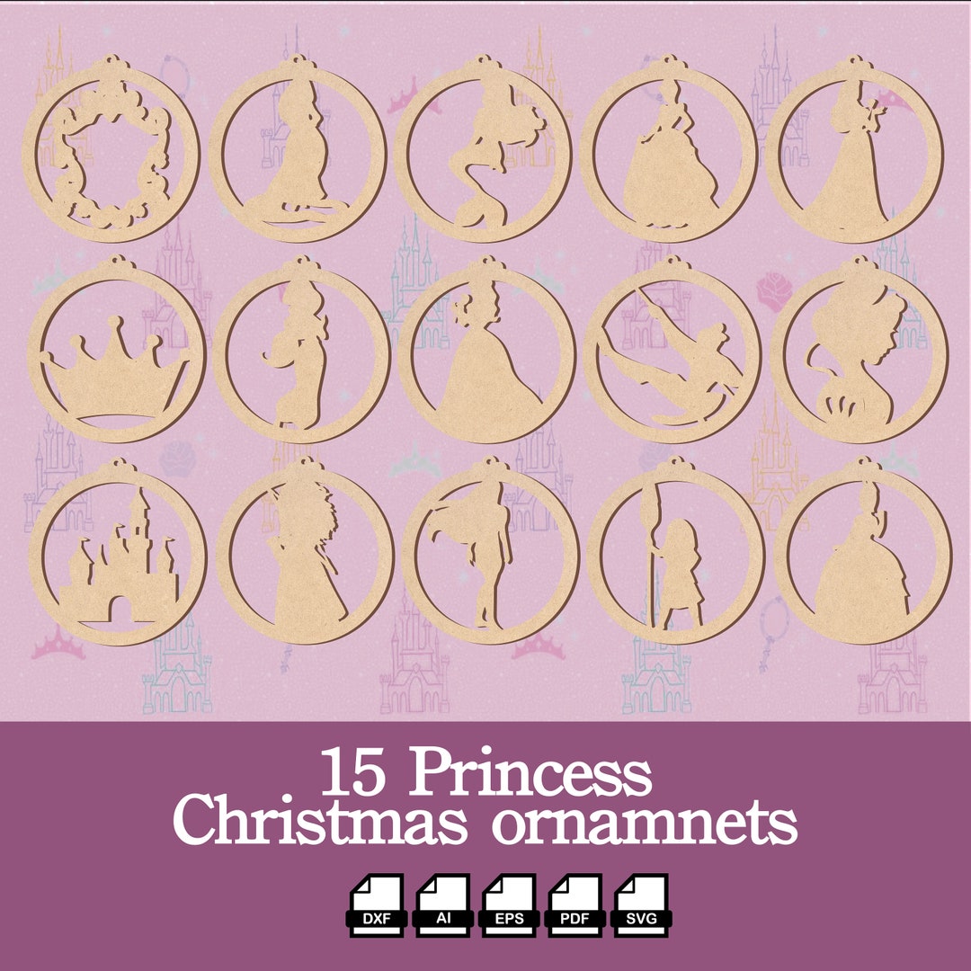 Princesses Christmas Ornaments, Laser Cut Files, Princesses Related ...