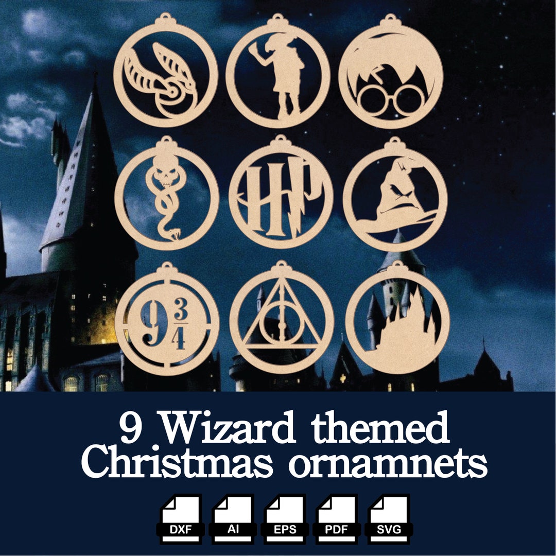 Wizard Themed Christmas Ornaments, Laser Cut Files, 9 Wizard Themed ...