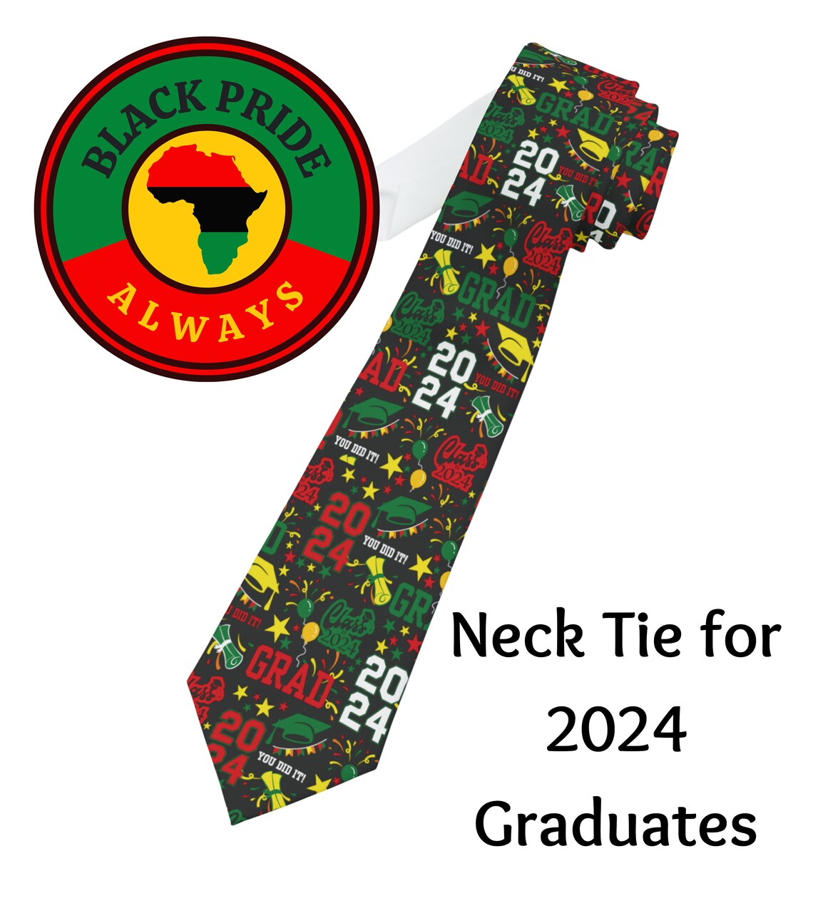 Black Pride 2024 Graduation Tie, African American Neck Tie, Black ...