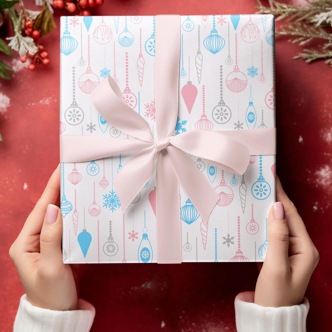 Transgender Inclusive Wrapping Paper, Pink Blue Ornaments, Trans ...