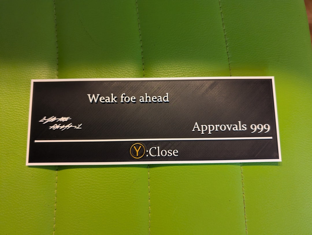 Elden Ring "weak Foe Ahead" Message Box Sign - 3D Printed Wall Art ...