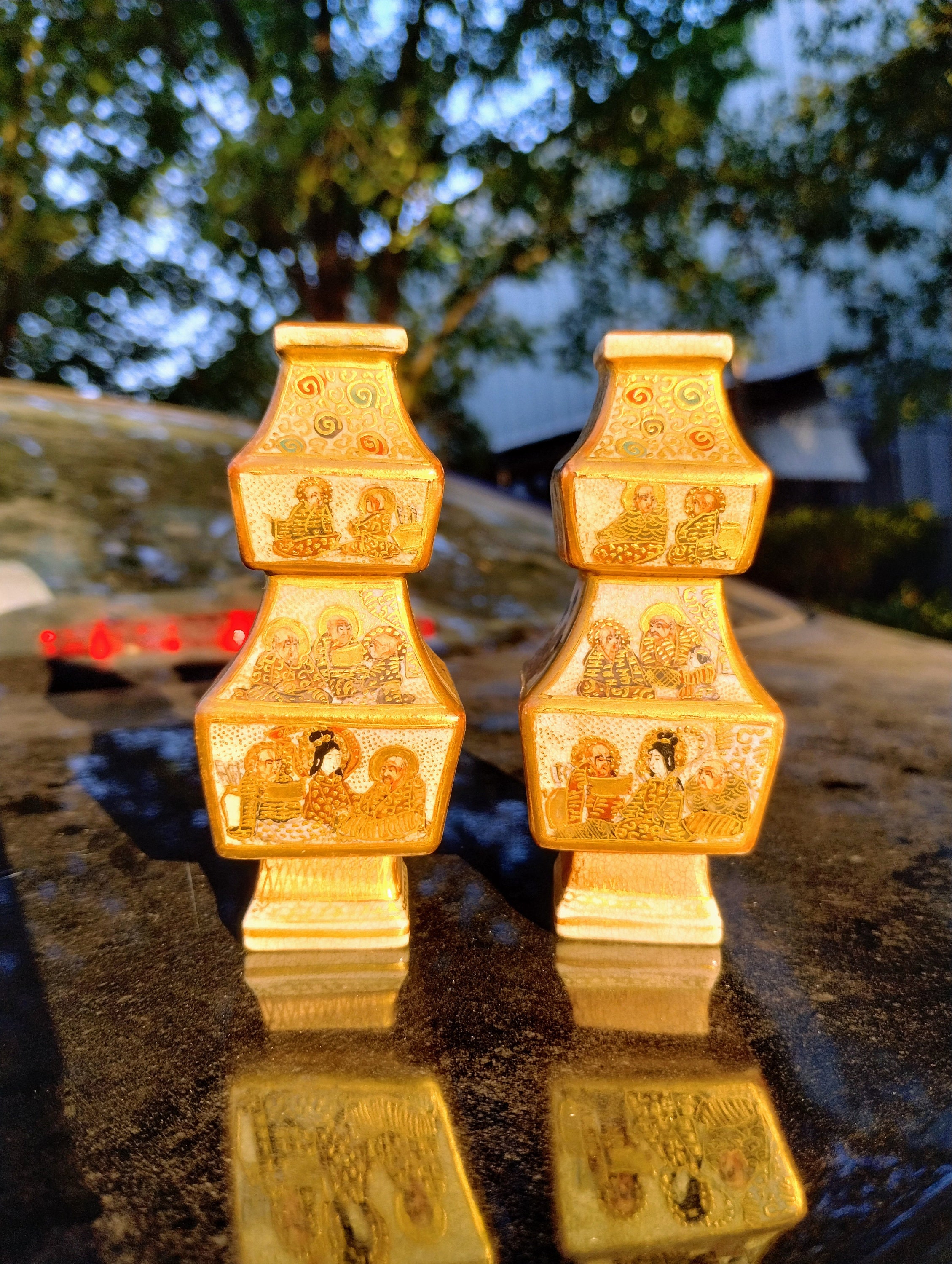 Antique Japanese Satsuma Temple Vases Meiji Period Pair - Etsy