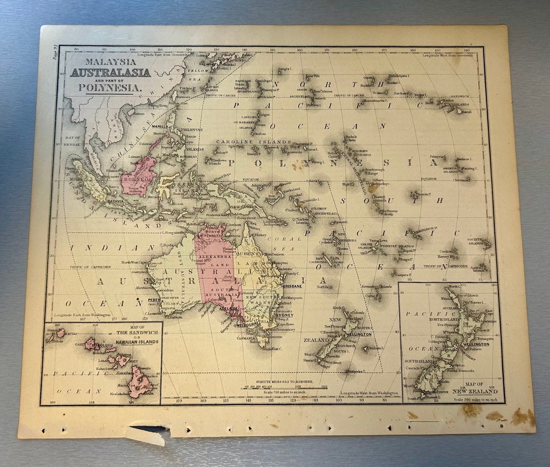 Malaysia, Australia, and Polynesia - Rare ORIGINAL Print From - Warren ...