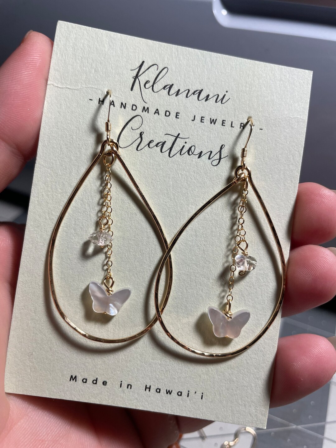 14k Gold Filled Tear Drop Butterfly Earrings - Etsy