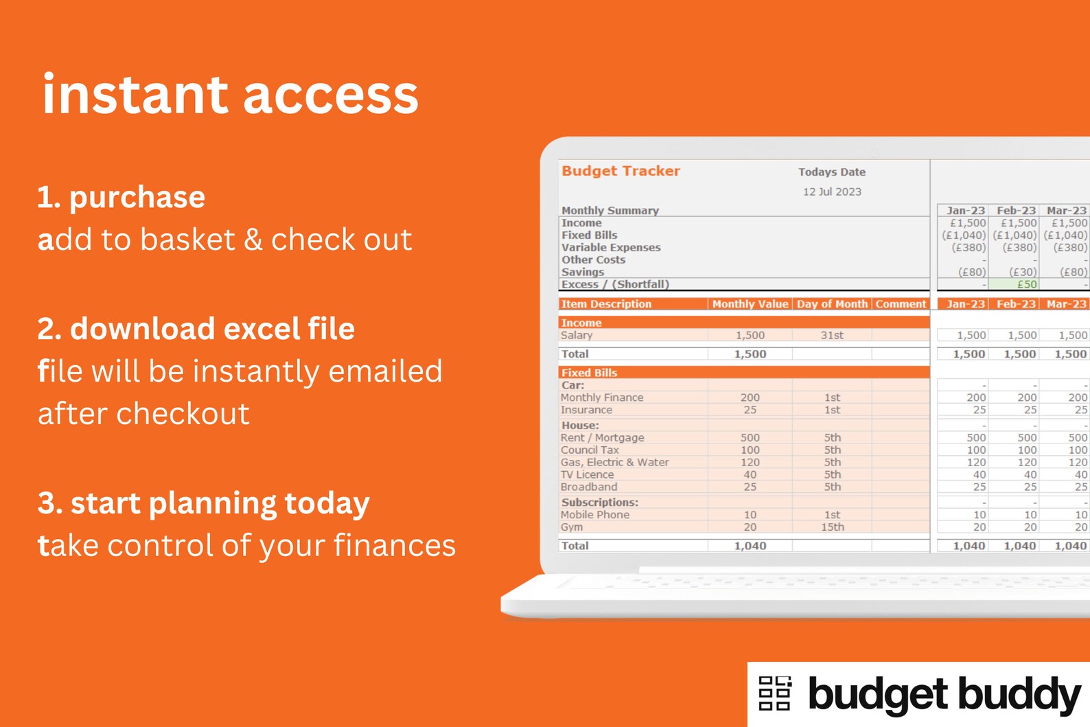 Monthly Budget Spreadsheet | Excel Budget Template | Budget Planner ...