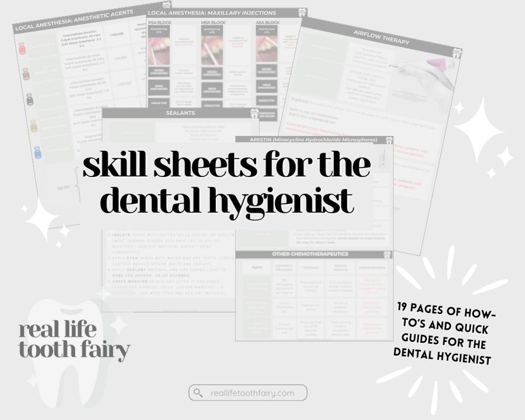 Skill Sheets for the Dental Hygienist digital Download Dental Hygienist ...