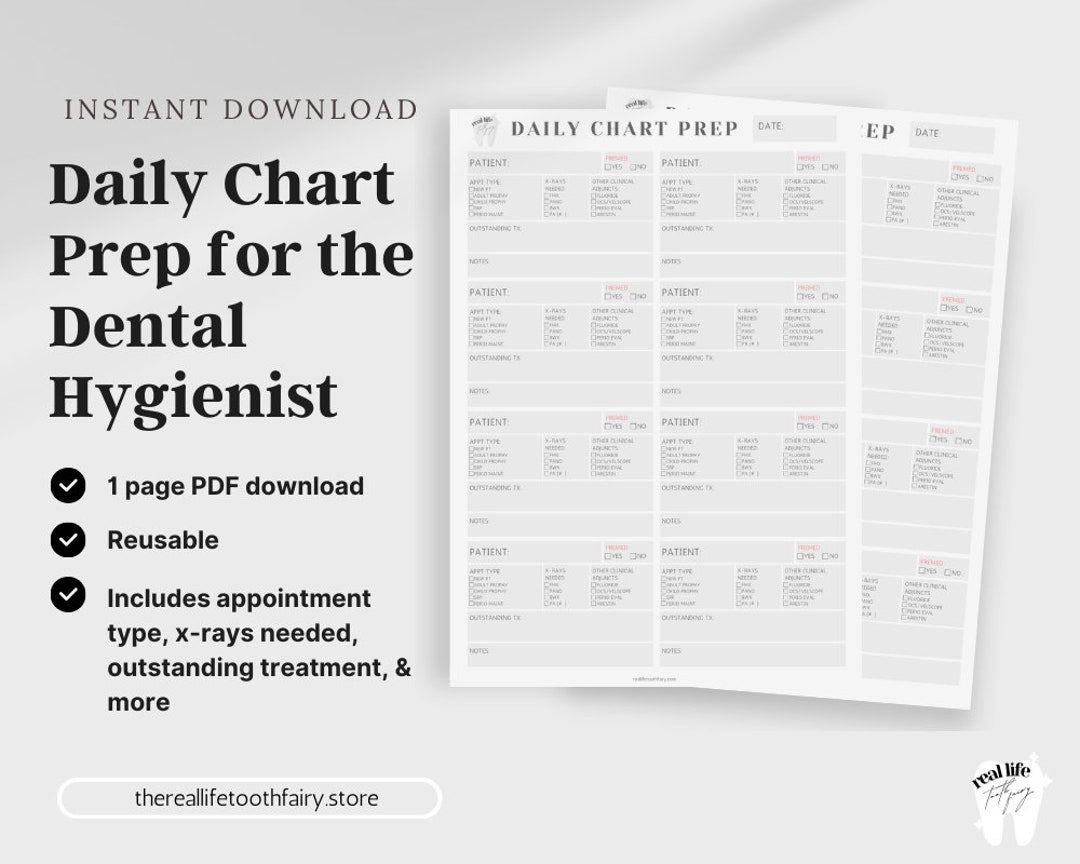 Daily Chart Prep for the Dental Hygienist *digital Download* | Dental ...