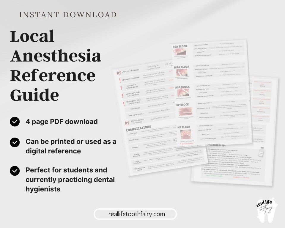 Local Anesthesia Reference Guide for the RDH digital Download RDH ...