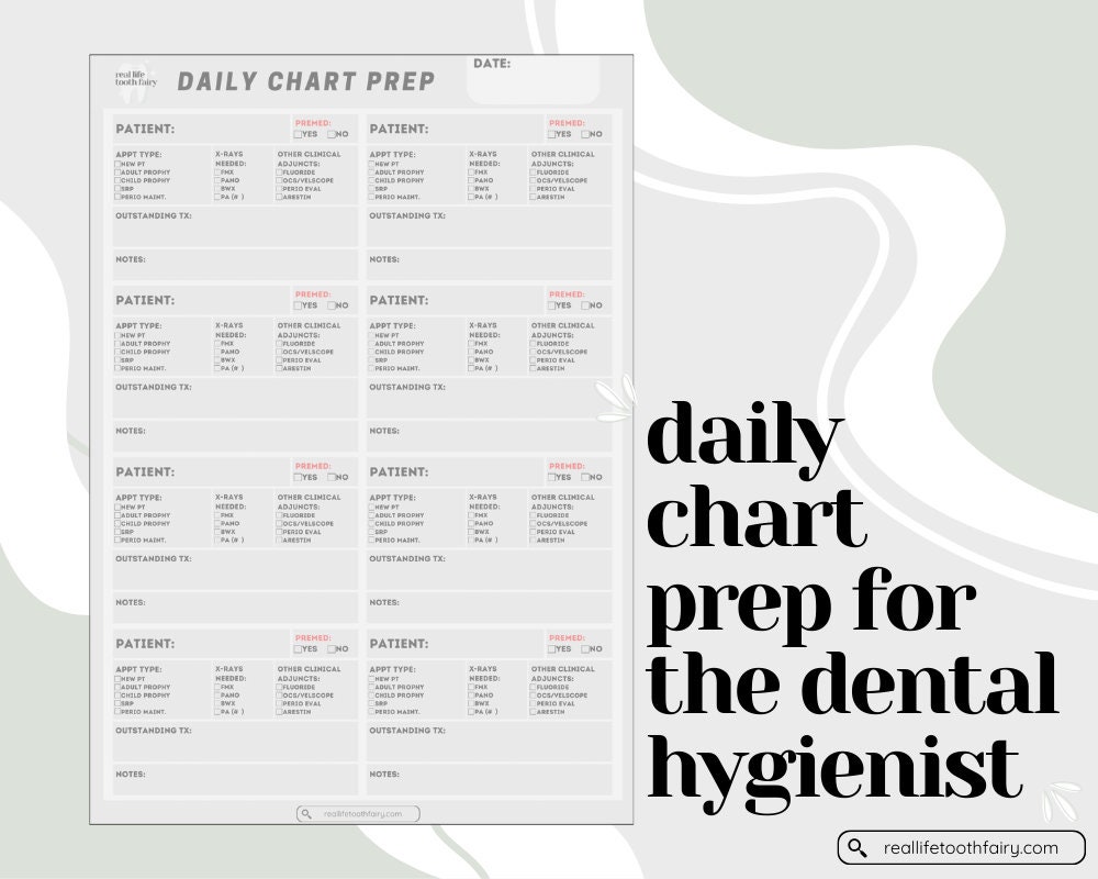 Daily Chart Prep for the Dental Hygienist digital Download Dental ...