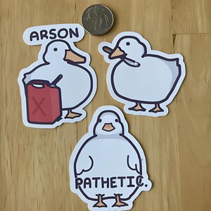 Cute Chaotic Duck Goose Stickers Duck With Knife Committing Arson ...