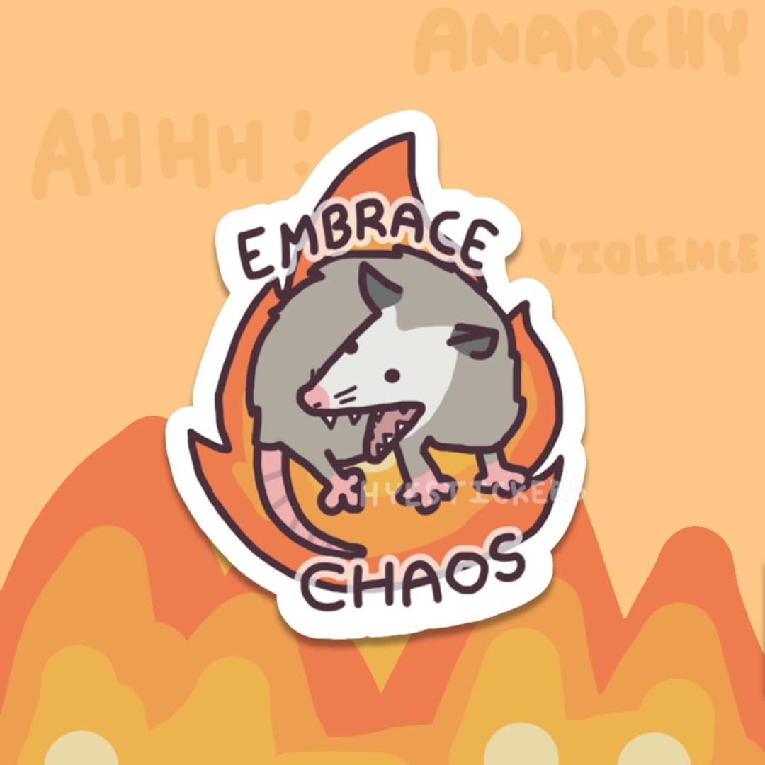 Possum Embrace Chaos & Choose Violence Sticker Glossy Vinyl Waterproof ...