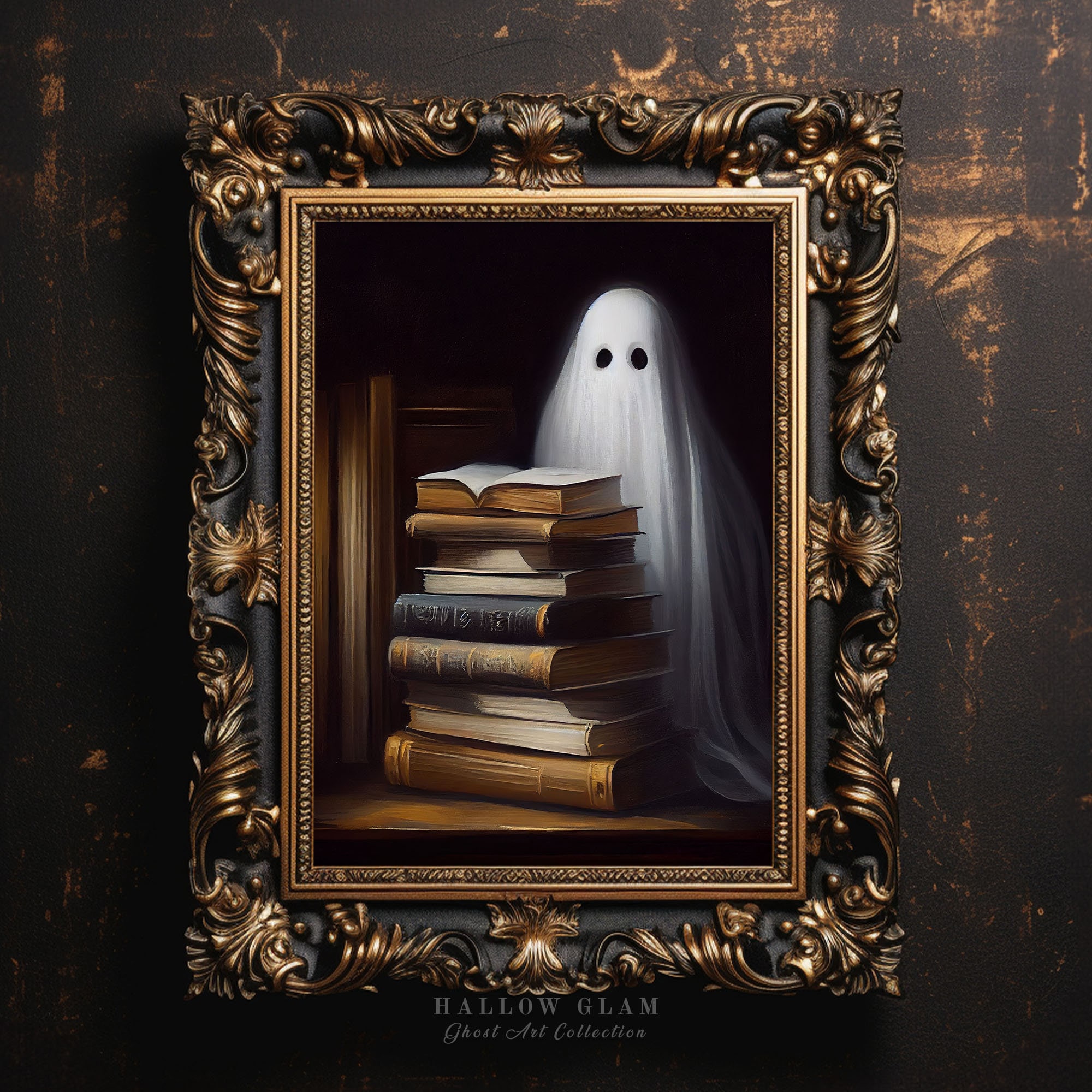 Ghost Choosing a Book in the Library, Reading Lover Gift, Dark Academia ...