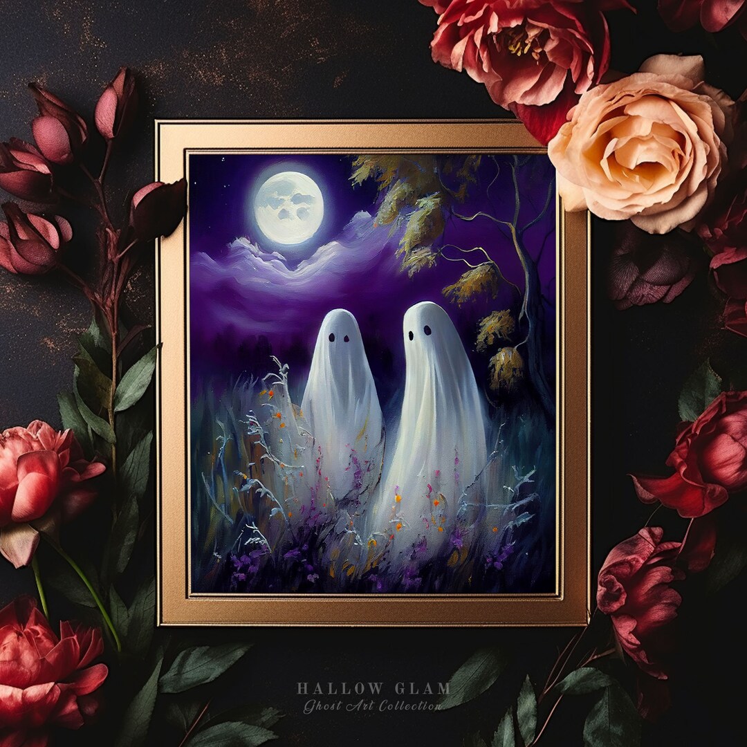 Two Ghosts Under the Moonlight, Ghost Art Print, a Dreamy Night ...