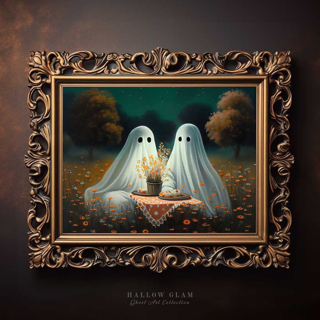 Two Ghosts in Love Having a Picnic on the Plateau, Cute Gothic ...