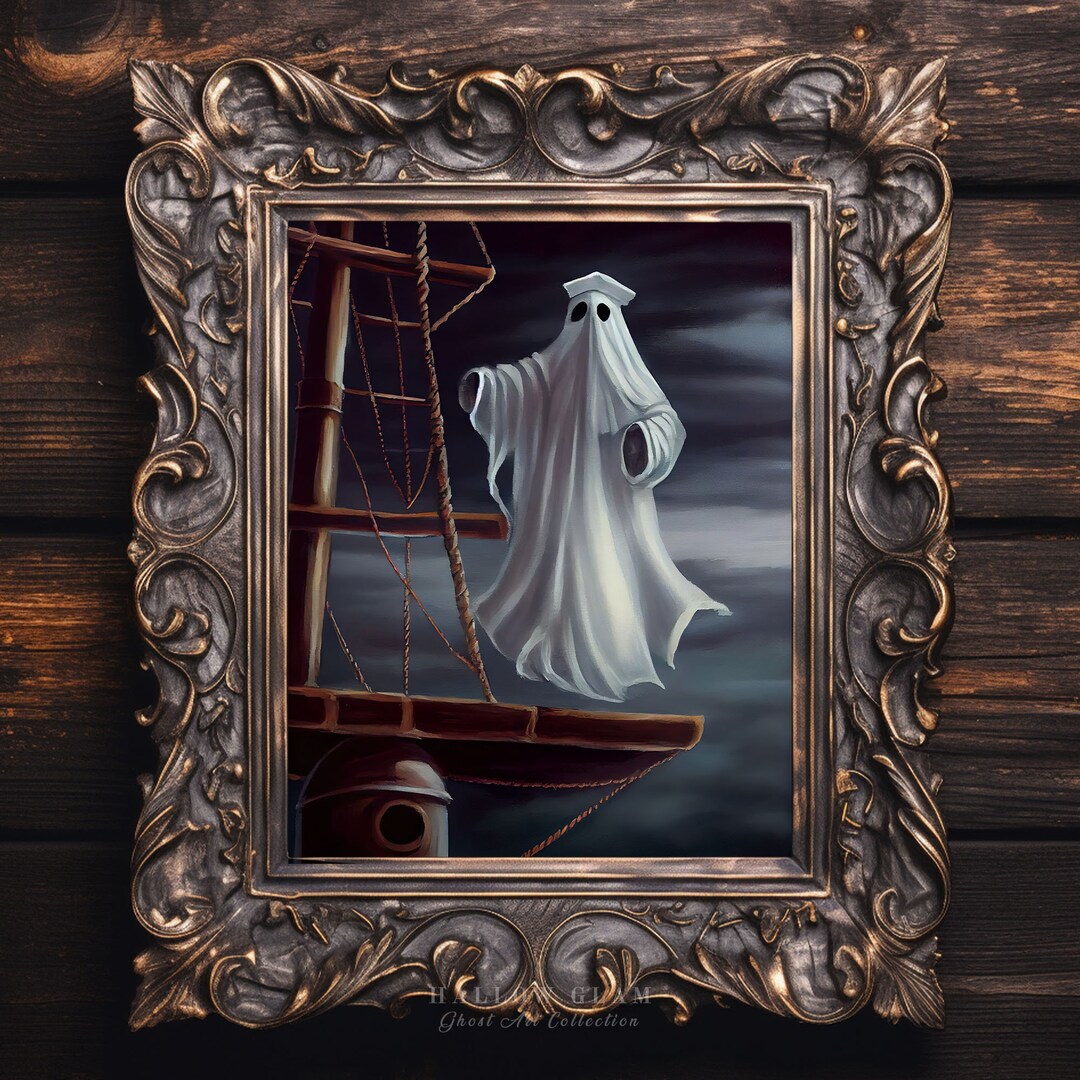 Captain Ghost Wall Art, Dark Academia Decor, Gothic Painting, Halloween ...