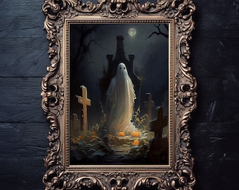 Ghost in the Graveyard by Moonlight, Vintage Poster, Art Poster Print ...