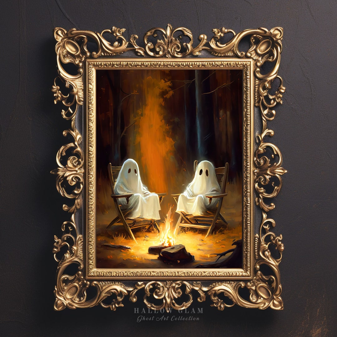 Two Ghosts Camping, Halloween Decor, Spooky Cute Ghost, Dark Academia ...