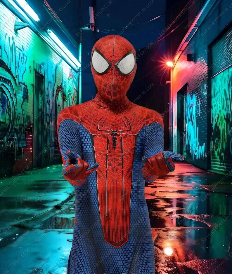 TASM 1 the Amazing Spider 1 Suit Cosplay Costume Detached Mask - Adult ...