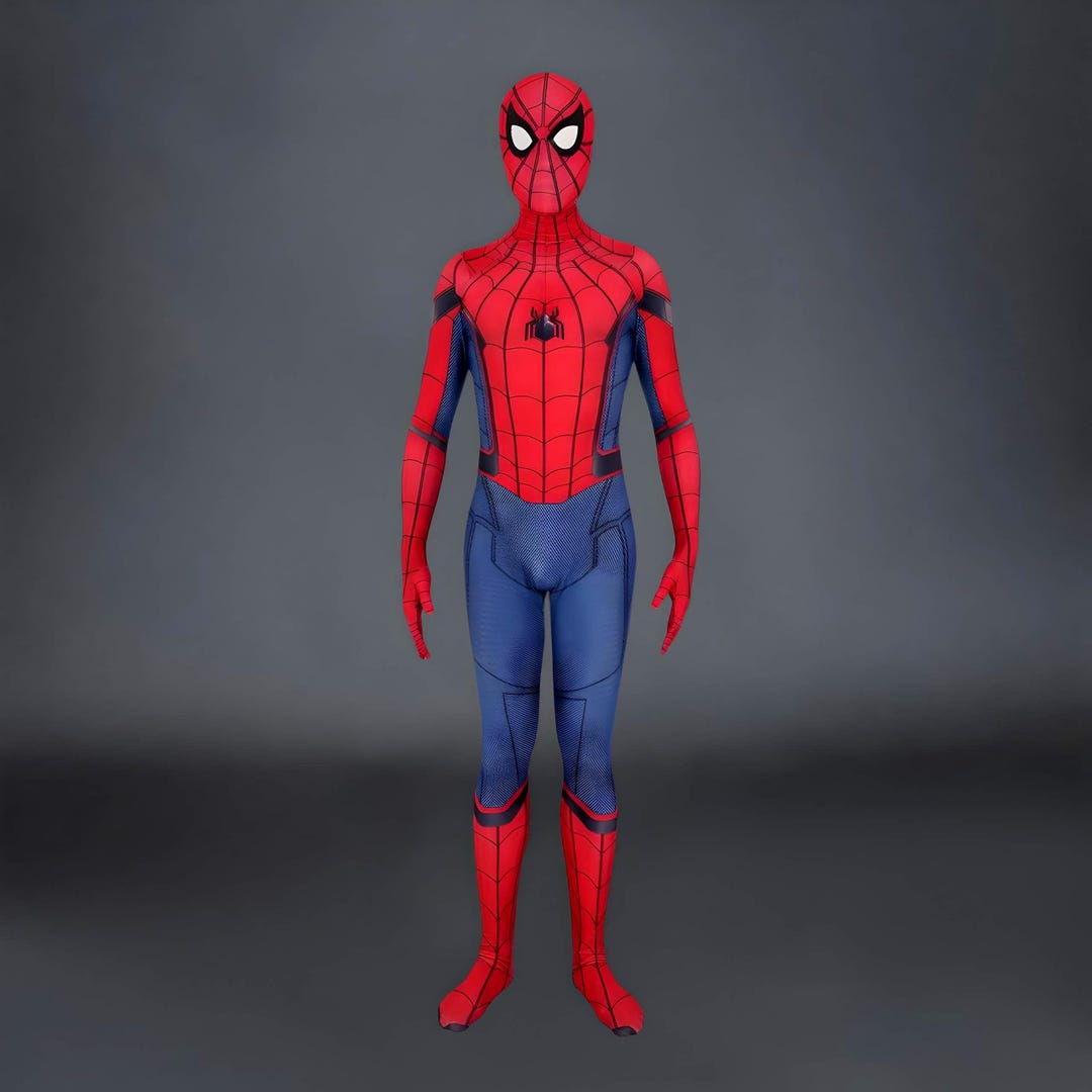 Homecoming Spider Suit Blue and Red Cosplay Costume Detached Mask ...