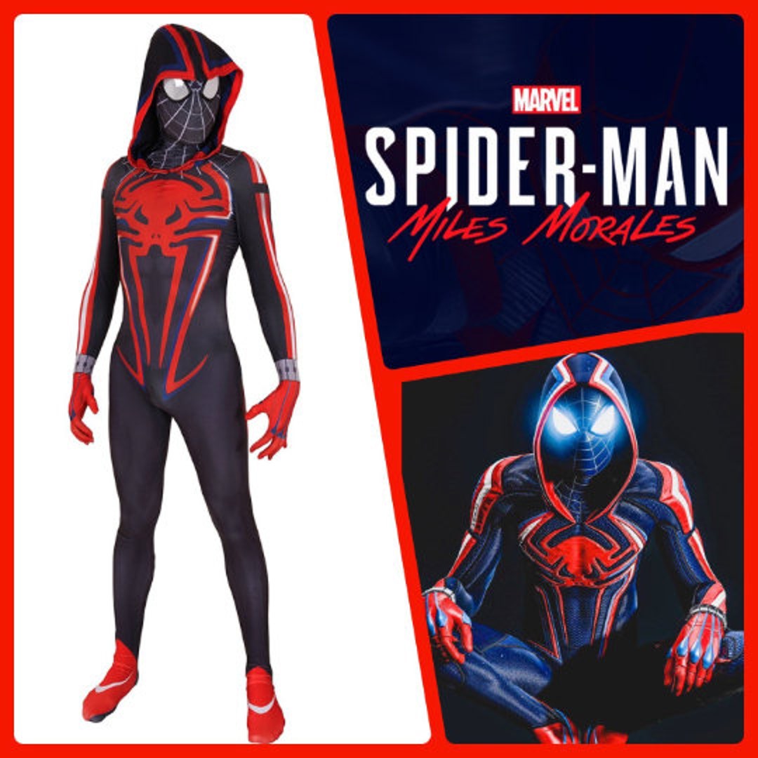 2099 Miles Morales Costume Spider Man Game Cosplay Etsy