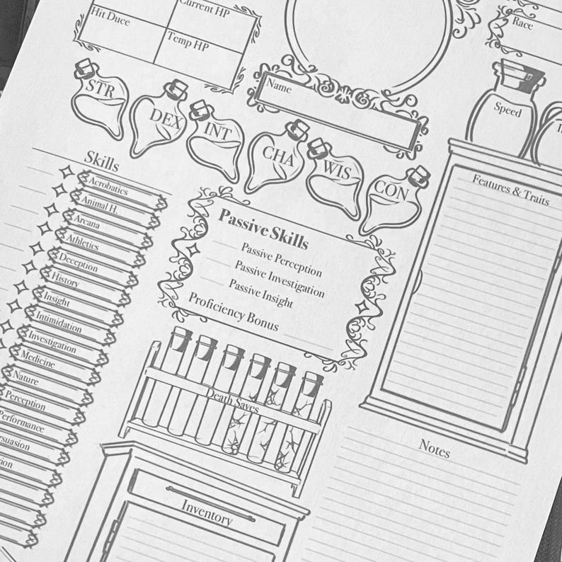 D&D Character Sheet - Printable PDF - Etsy