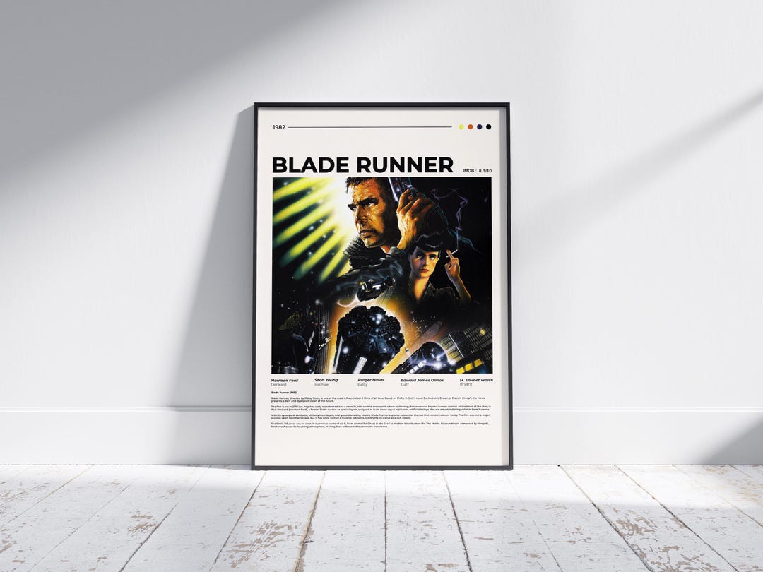 Blade Runner 1994, Retro Movie Poster, Harrison Ford, Vertical Framed ...