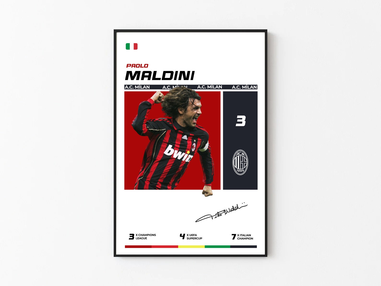 Paulo Maldini Poster, Minimalist Poster, Sports Poster, Wall Art Decor ...