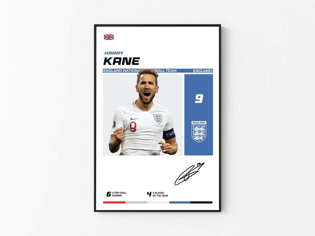 Harry Kane Poster, England Football, Soccer Poster, Sports Poster, Wall ...
