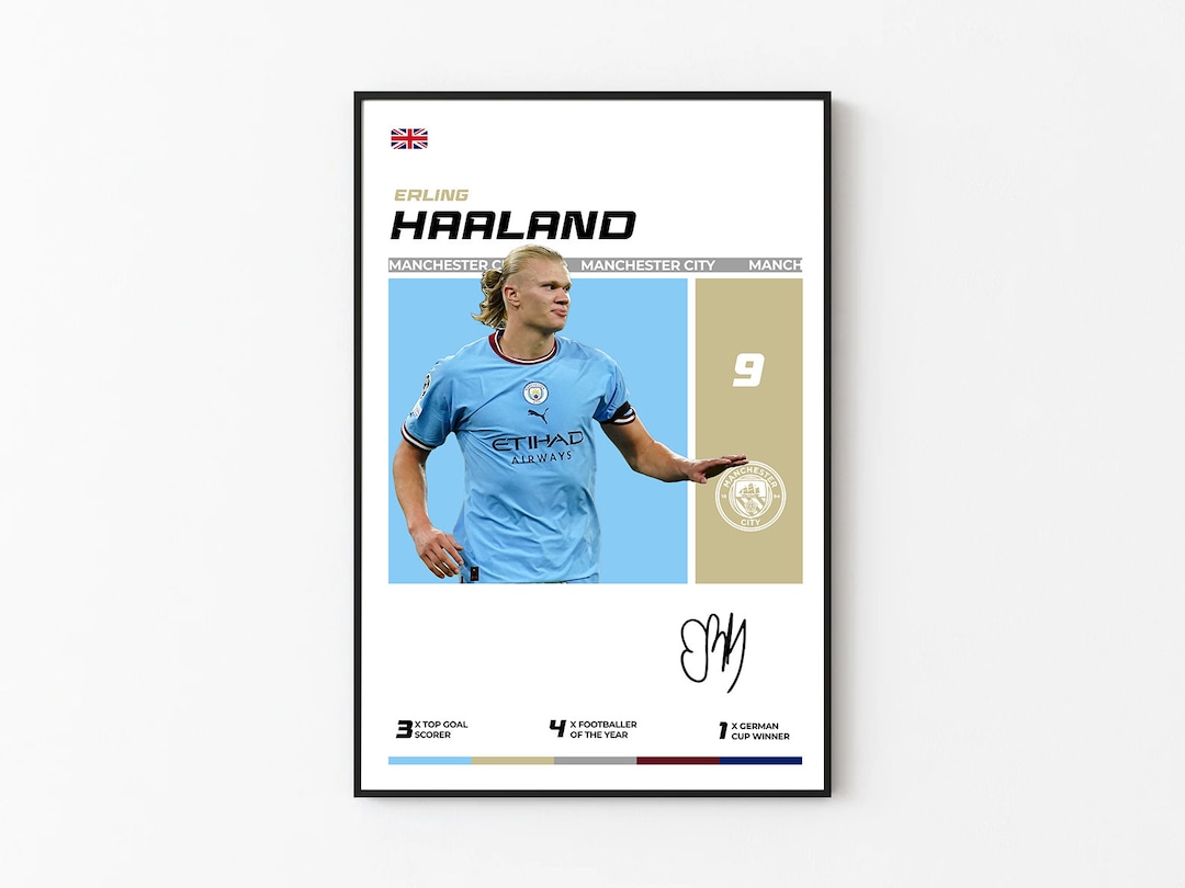 Erling Haaland Poster, Minimalist Poster, Sports Poster, Wall Art, Wall ...