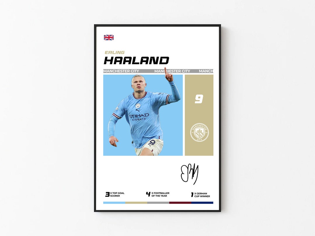 Erling Haaland Poster, Minimalist Poster, Sports Poster, Wall Art, Wall ...
