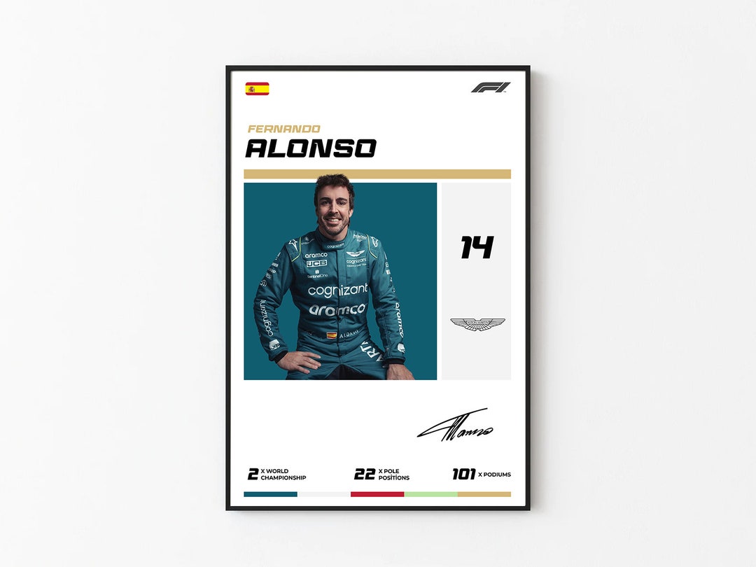 Alonso Poster Modern Wall Art, Fernando Alonso Formula 1 Bedroom Decor ...
