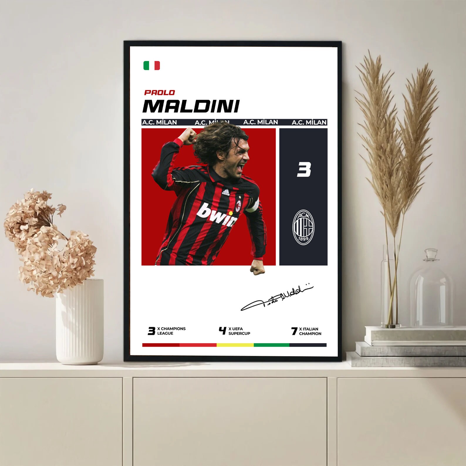 Paulo Maldini Poster, Minimalist Poster, Sports Poster, Wall Art Decor ...