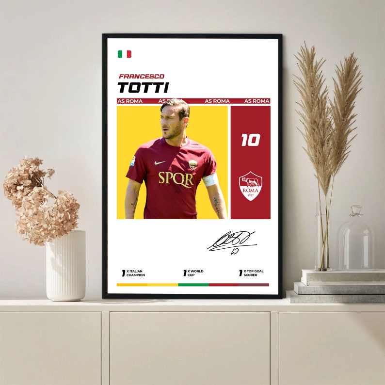 Francesco Totti Poster, Minimalist Poster, Sports Poster, Wall Art ...