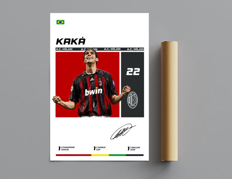 Kaka Leite Poster, Minimalist Poster, Sports Poster, Wall Art Decor ...