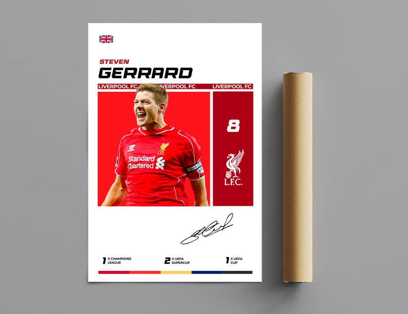 Steven Gerrard Poster, Minimalist Poster, Sports Poster, Wall Art ...