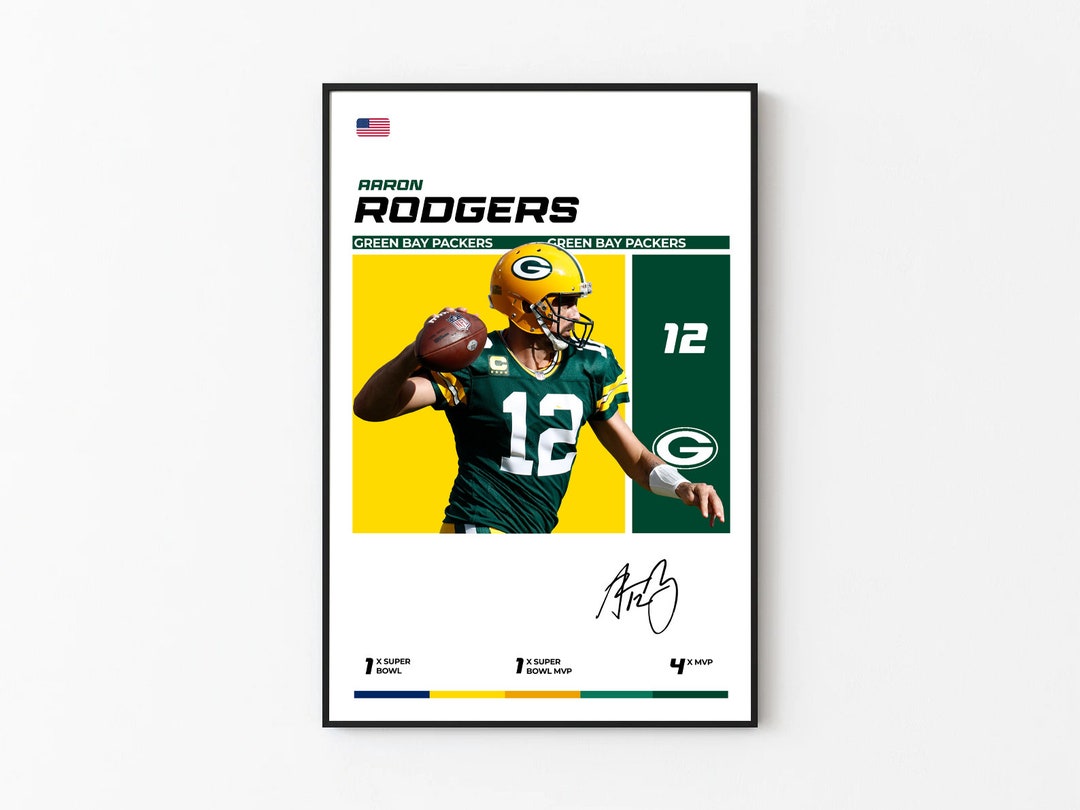 Aaron Rodgers Poster, Green Bay Packers, NFL Fans, NFL Poster, Football ...