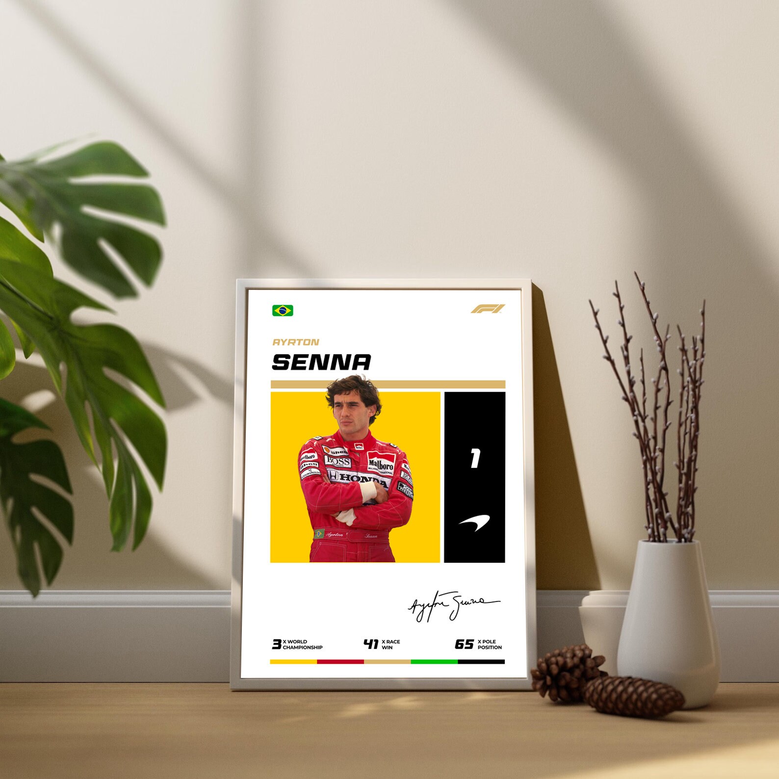 Ayrton Senna Poster Modern Wall Art, Formula 1 Bedroom Decor, F1 ...