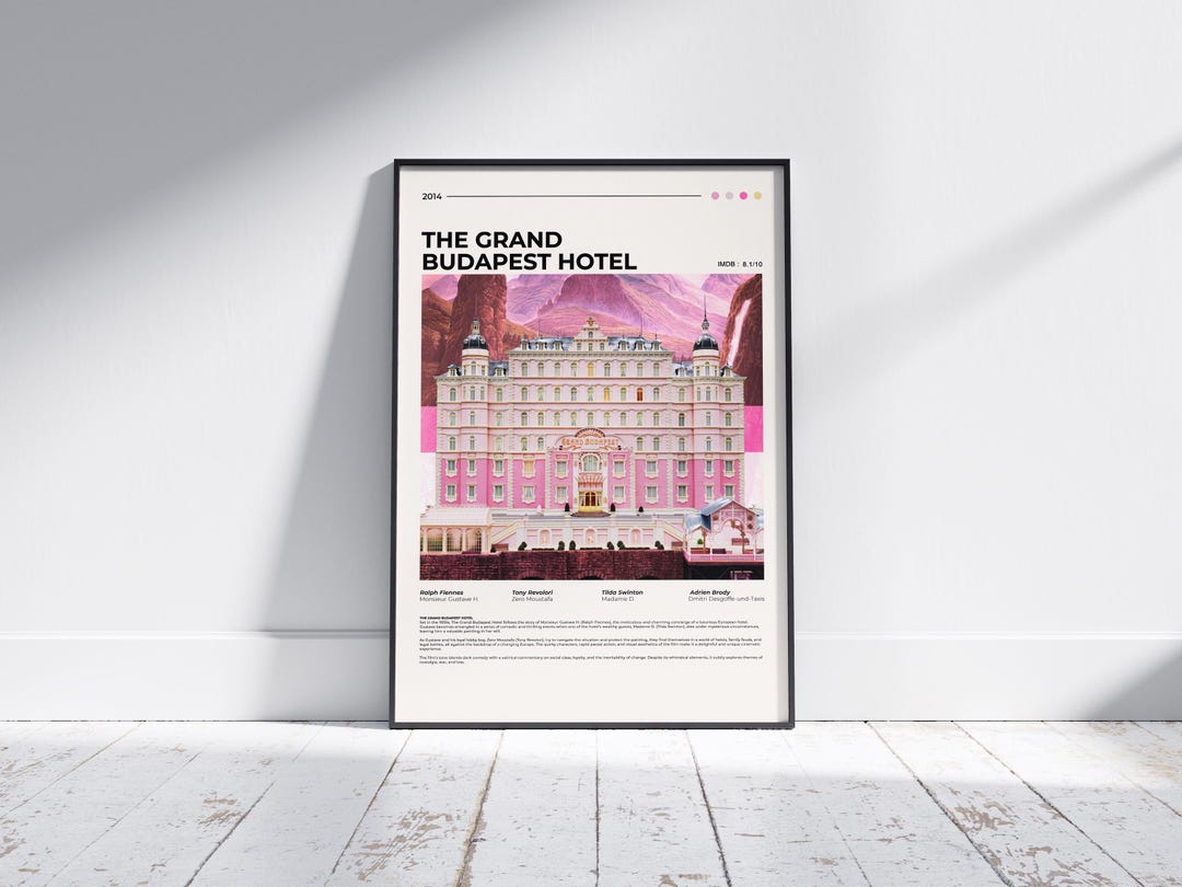 The Hotel Budapest, Retro Movie Poster, Comedy Movie, Vertical Framed ...